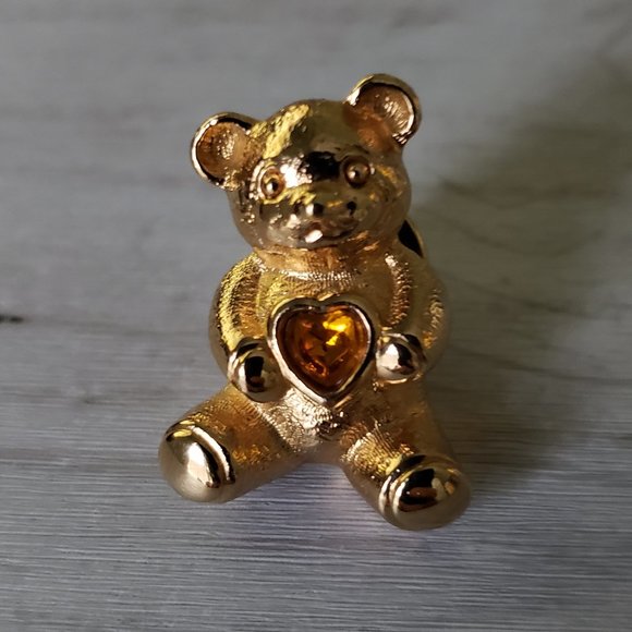 Avon | Jewelry | Vintage Avon Teddy Bear Lapel Pin Gold Tone Brown ...